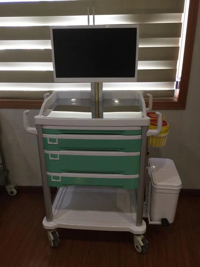 Integrated Computer Workstation Trolley Drug Delivery Aluminum Alloy Frame
