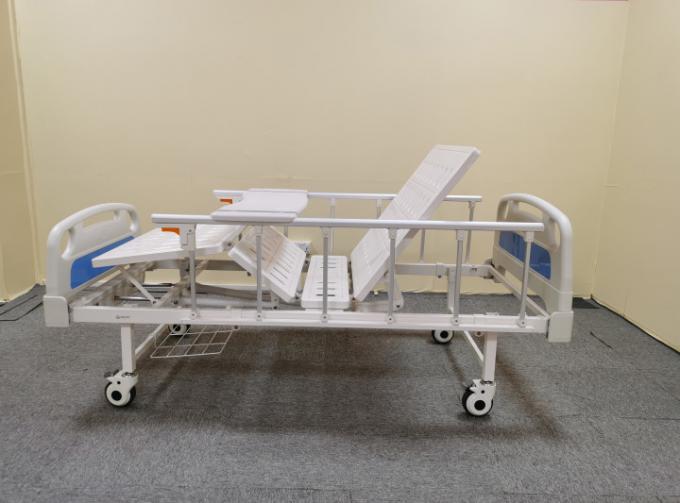 Metal Double Rocker Manual Hospital Bed White And Blue