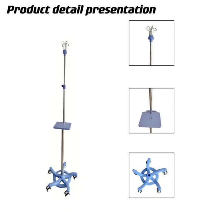 Blue Mobile Infusion Stand Stainless Steel With Wheels Removable