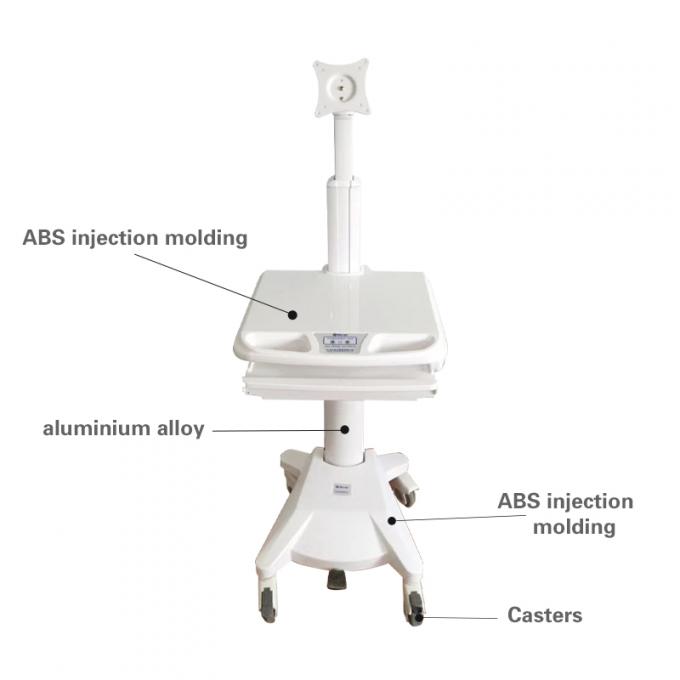 Aluminum Alloy Mobile Hospital Carts Medical Computer Carts White ABS