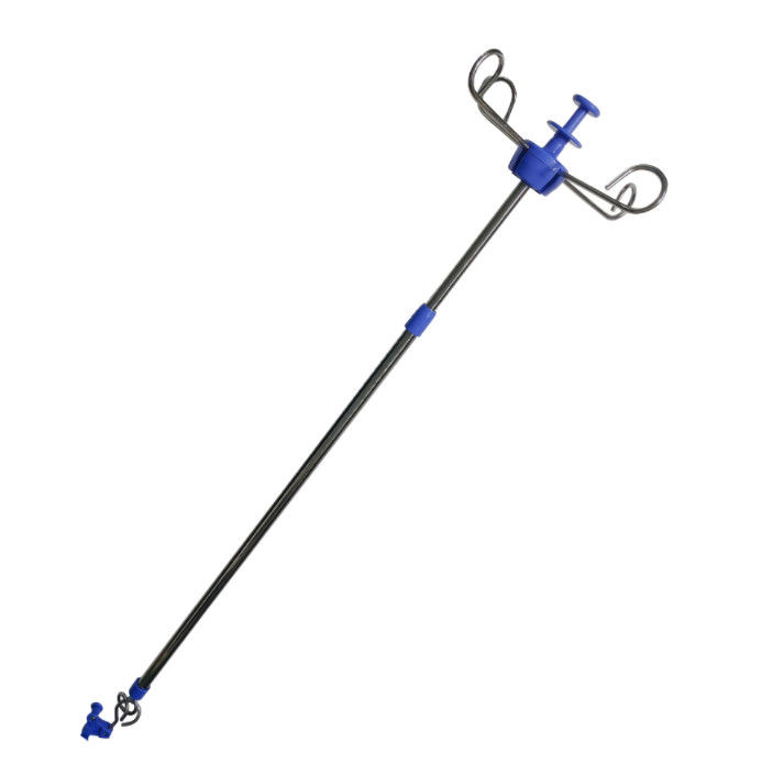 Plastic Metal Hospital IV Infusion Stand Blue With Hook