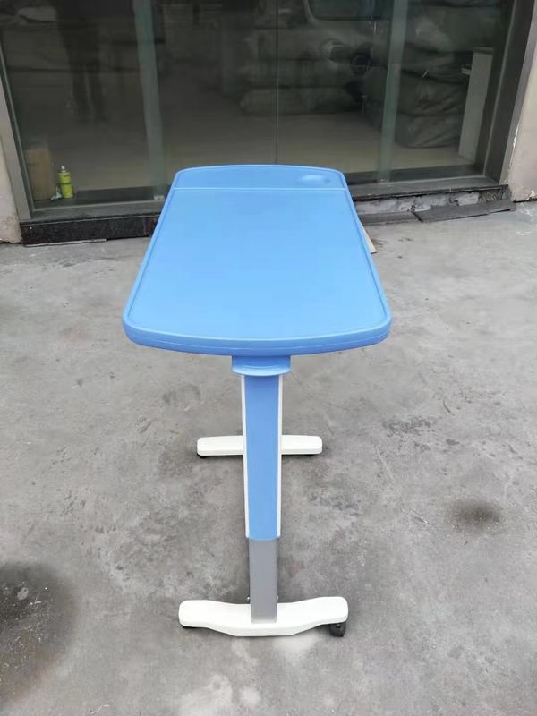 Gas Spring Hospital Bed Tray Table Adjustable Over Bed Table On Wheels