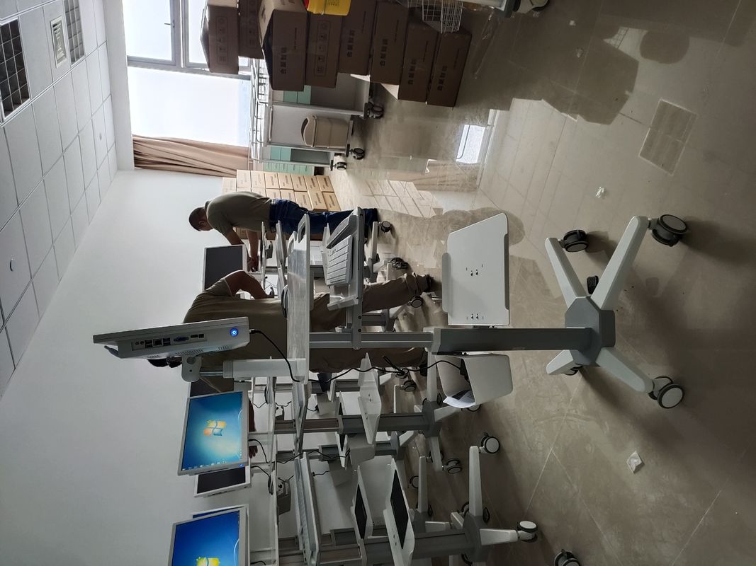 Adjustable Height Desk Computer Workstation Trolley Integrated moving ...