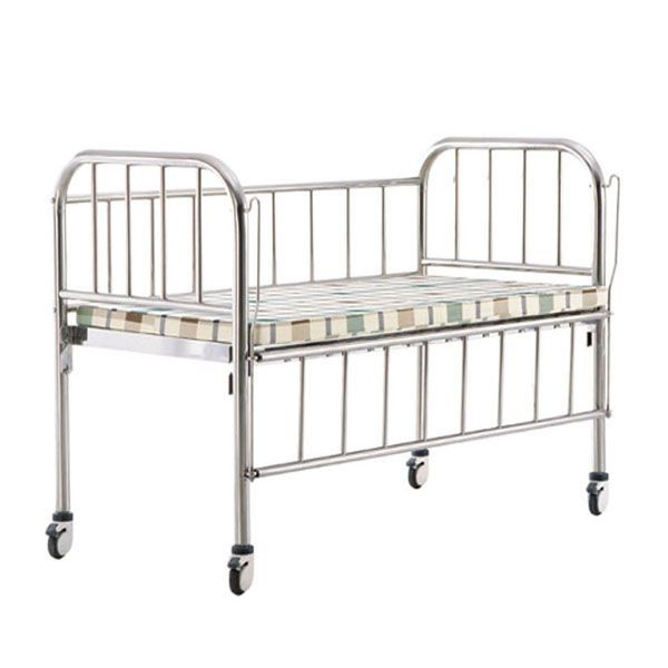 Four Silent Wheels Hospital Baby Crib Anti Rust With Stainless Steel Frame