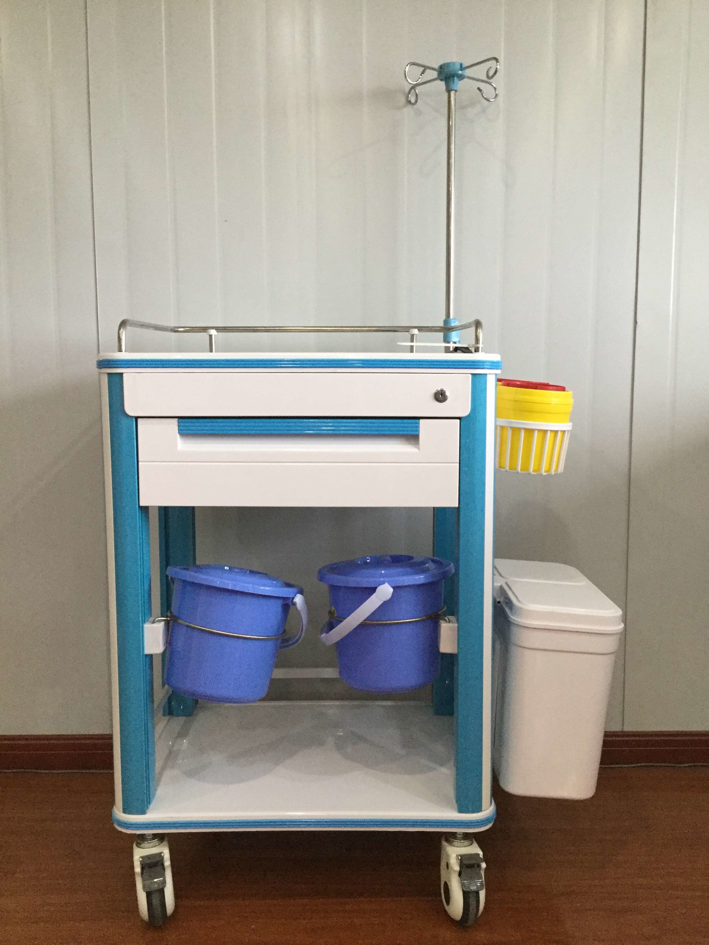 ABS Hospital Medical Cart Multifunction Medical Cart With Two Waste Bin ...